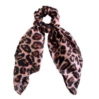 China Ribbon Scrunchies Leopard pattern fabric hair tie for sale