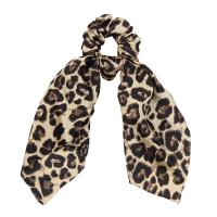 China Ribbon Scrunchies Leopard pattern fabric hair tie for sale
