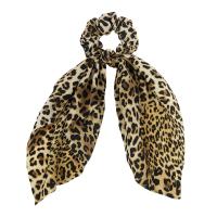 China Ribbon Scrunchies Leopard pattern fabric hair tie for sale