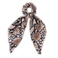 China Ribbon Scrunchies Leopard pattern fabric hair tie for sale