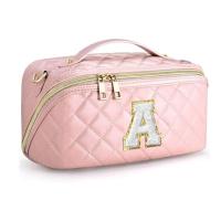 China PU Diamond lattice letter makeup bag Multi-functional waterproof toiletry bag for sale