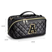 China PU Diamond lattice letter makeup bag Multi-functional waterproof toiletry bag for sale