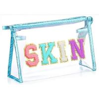 China PVC transparent alphabet makeup bag Zipper clutch bag Portable waterproof travel storage bag for sale