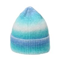 China Cross border tie dye gradient knit hat Rainbow warm thick woolen hat for sale