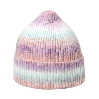 China Cross border tie dye gradient knit hat Rainbow warm thick woolen hat for sale