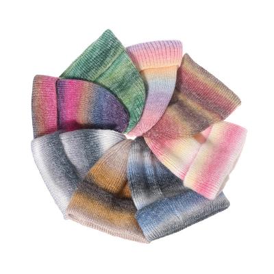 China Cross border tie dye gradient knit hat Rainbow warm thick woolen hat for sale