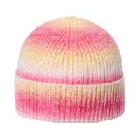 China Cross border tie dye gradient knit hat Rainbow warm thick woolen hat for sale