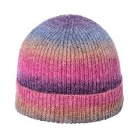 China Cross border tie dye gradient knit hat Rainbow warm thick woolen hat for sale