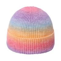 China Cross border tie dye gradient knit hat Rainbow warm thick woolen hat for sale