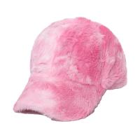 China All  match plush cold hat rainbow gradient color tie dye imitation rabbit hair baseball cap for sale