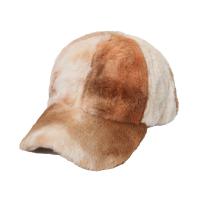 China All  match plush cold hat rainbow gradient color tie dye imitation rabbit hair baseball cap for sale