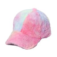 China All  match plush cold hat rainbow gradient color tie dye imitation rabbit hair baseball cap for sale