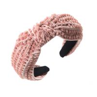 China Velvet Handmade Beaded Headband Knot Wide Brim Hair Band for sale