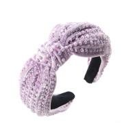 China Velvet Handmade Beaded Headband Knot Wide Brim Hair Band for sale