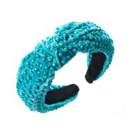 China Velvet Handmade Beaded Headband Knot Wide Brim Hair Band for sale