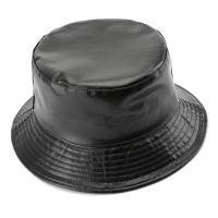 China Personality Classical Plain color PU Bucket Cap Outdoor Fishing Cap for sale