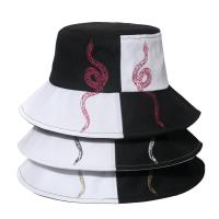 China Hip-Hop Snake Pattern Totem Bucket Hat Black And White Stitching Plaid Fisherman Hat for sale