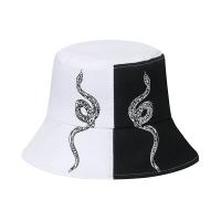 China Hip-Hop Snake Pattern Totem Bucket Hat Black And White Stitching Plaid Fisherman Hat for sale