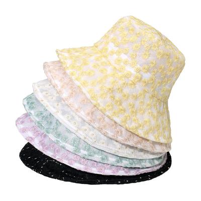 China Summer Breathable Flower Lace Fisherman Hat Small Daisy Bucket Hat For Women for sale