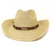 China Western Cowboy Outdoor Beach Rolled Big Brim Straw Hat for men and women for sale