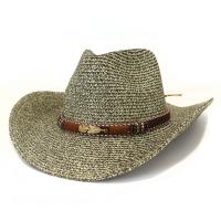 China Western Cowboy Outdoor Beach Rolled Big Brim Straw Hat for men and women for sale