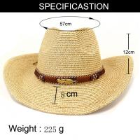 China Western Cowboy Outdoor Beach Rolled Big Brim Straw Hat for men and women for sale
