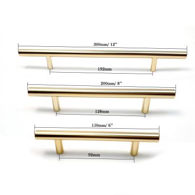 China OEM 96mm Stainless Steel Gold Kitchen Cabinet Handles With Screws for sale
