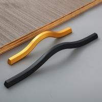 China 192mm Aluminum Alloy Furniture Wave Shape Handles Gold Black For Drawer for sale