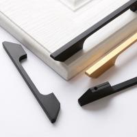 China 192mm Wardrobe Aluminum Long Handles Black Gold Decoration For Closet for sale