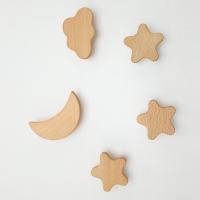 China Beech Moon Love Shape Drawer Knobs Pulls Children Room Hardware for sale