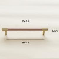 China 5 Inch Real Leather Handles Cabinet Brass T Bar Pulls Pink Single Hole Knobs for sale