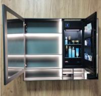 China Smart Beauty Mirror Cabinet With Refrigerator All Aluminum LED Lights Touch Open Defogging Lights for sale