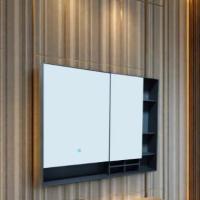 China Smart Beauty Mirror Cabinet With Refrigerator All Aluminum LED Lights Touch Open Defogging Lights for sale