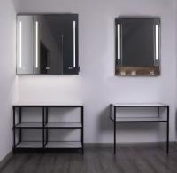 China Bathrooms Showers Illuminated Mirror Cabinets Door Intelligent Light Emitting Diodes Mirror for sale