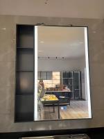 China Smart Mirror Cabinet With Refrigerator All Aluminum LED Lights Touch Open Defogging Lights for sale