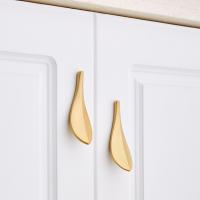 China Nordic Brass Glod Leaves Cabinet Door Wardrobe Handle 2pairs Furniture Handle Knob Double Hole Fixed Equipped With Screw for sale