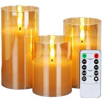 China Eco-Friendly LED Battery Operated Remote Control Glass Flameless Electronic Candles Light for sale