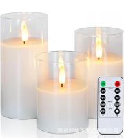 China Eco-Friendly LED Battery Operated Remote Control Glass Flameless Electronic Candles Light for sale