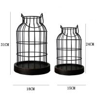 China Farmhouse Style Candle Lanterns Bottle Design Iron ART Style Candle Holder For Home Decor for sale