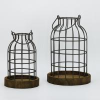 China Farmhouse Style Candle Lanterns Bottle Design Iron ART Style Candle Holder For Home Decor for sale