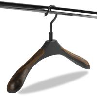 China SGS Wooden Pattern Black Metal Coat Hanger For Wardrobe for sale
