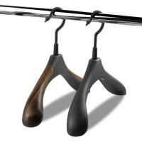 China SGS Wooden Pattern Black Metal Coat Hanger For Wardrobe for sale