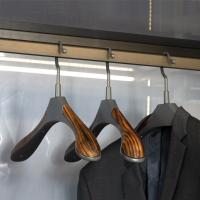 China SGS Wooden Pattern Black Metal Coat Hanger For Wardrobe for sale