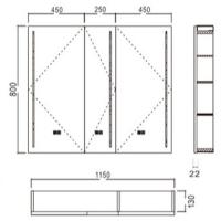 China New Style Bathroom Mirror 800mm Aluminum Alloy Frame for sale
