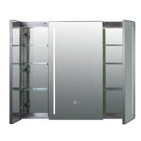 China wholesale Luxury Aluminum Alloy medicine cabinet bathroom smart anti-fog mirror with LED lights storage defogging for sale