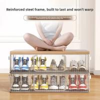 China Factory Wholesale Plastic Foldable Transparent  Dustproof Shoe Storage Cabinet Portable Shoe Box for Home for sale