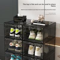 China Hot Selling Household Transparent Plastic Magnetic Stackable Shoe Storage Organizer Cabinet Dustproof Shoe Box for sale
