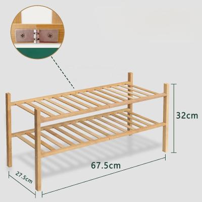 China Double-Layer Bamboo Shoe Rack for Bedroom and Living Room Durable Wood Storage Rack with Balcony Flower Pot Succulent Pot Racks for sale