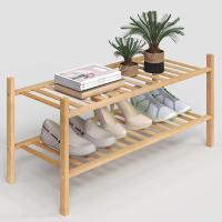 China Eco-Friendly Durable Double Layer Bamboo Storage Shelf Plant Pot Holder Shoe Rack for Bedroom Living Room for sale