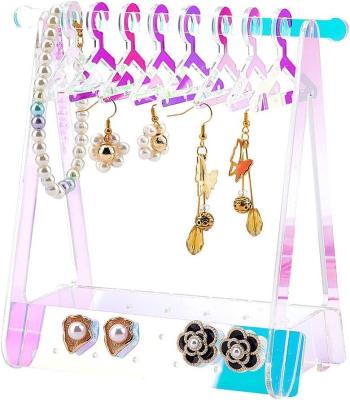 China Acrylic Creative Dazzling Triangle Jewelry Rack Hanger Elegant Accessories Storage Earrings Necklaces Jewelry Storage Rack for sale